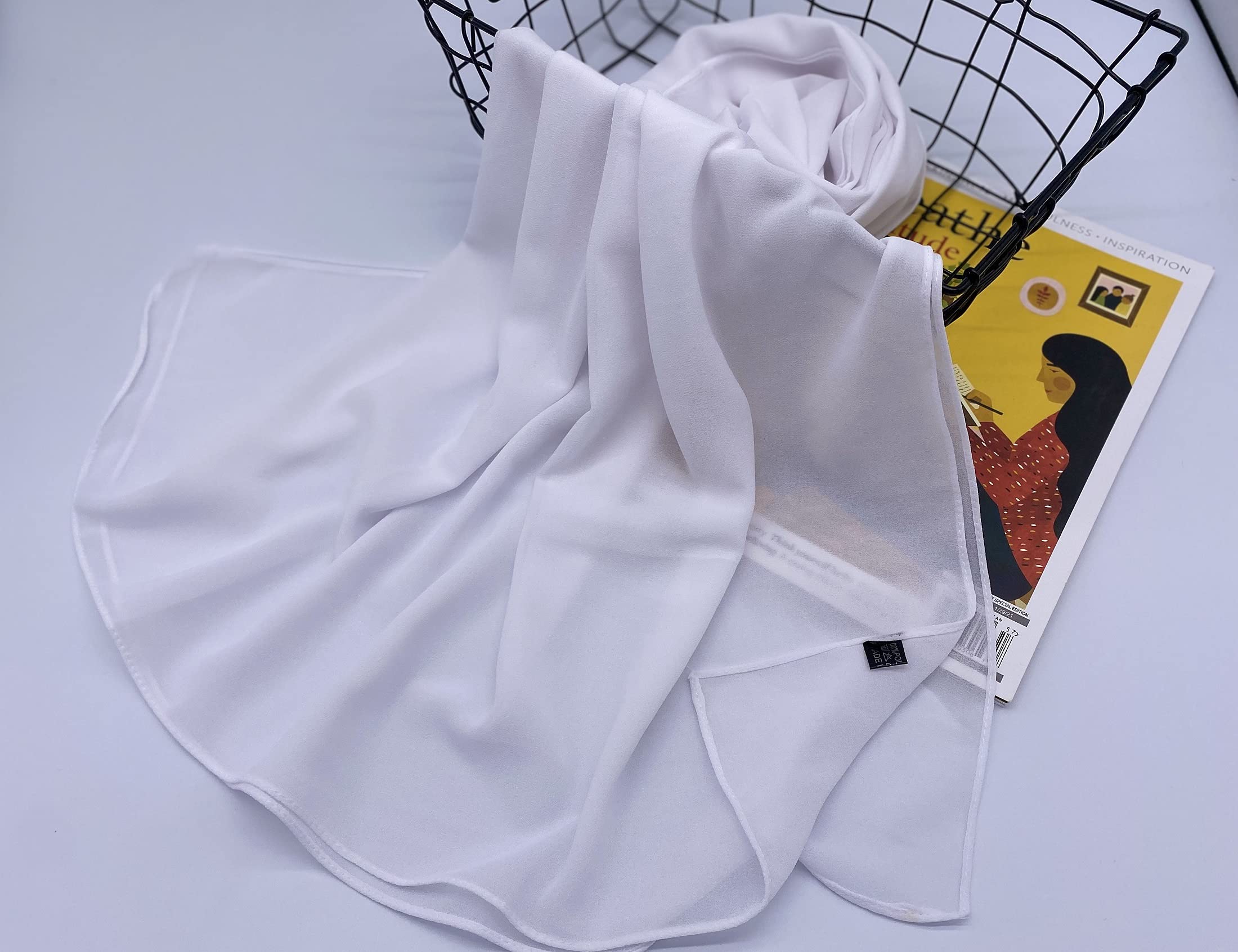 Txameru Hijab for Women Chiffon Hijab Scarfs for Women Long Shawl (White)