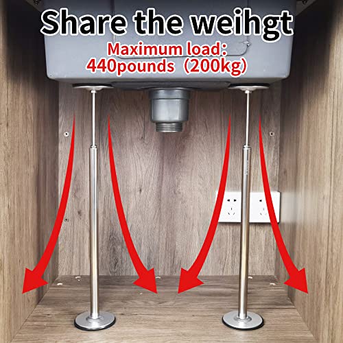 TYESTAND ST-1 Undermount Sink Support Brackets Stainless Steel and Aluminum Adjustable Sink Legs Installation and Repair System Kit For Kitchen Sink (16.1-22 inches (41-56cm))