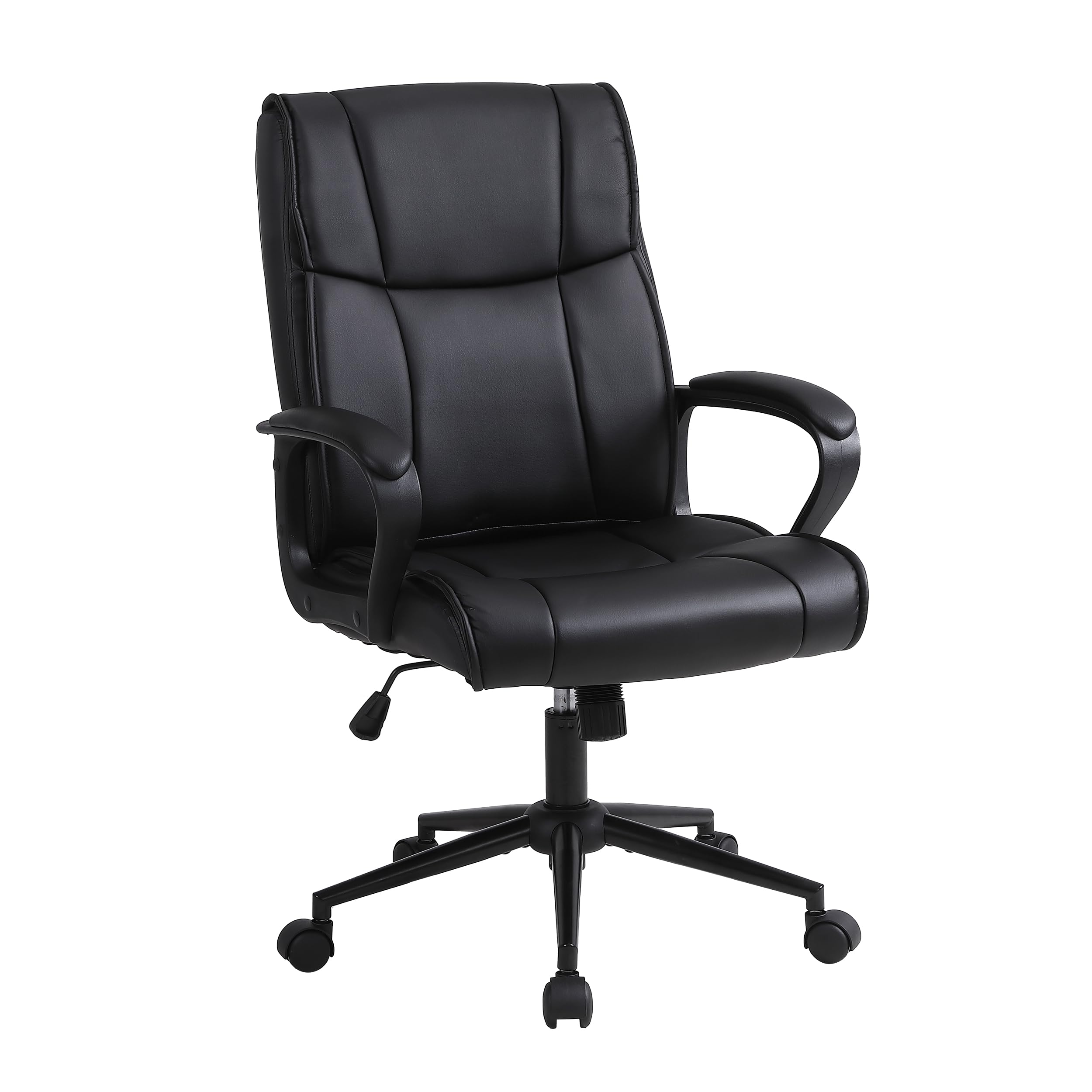 Nusetx Executive Office Chair, High Back Home Office Desk Chair, Swivel PU Leather Computer Chair with Padded Arms, Adjustable Height and Lumbar Support, Black