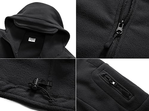 MAGCOMSEN Hoodies for Men Fleece Lined Tactical Jackets Mens Fleece Jackets Work Jacket Snow Jacket Outdoor Black L