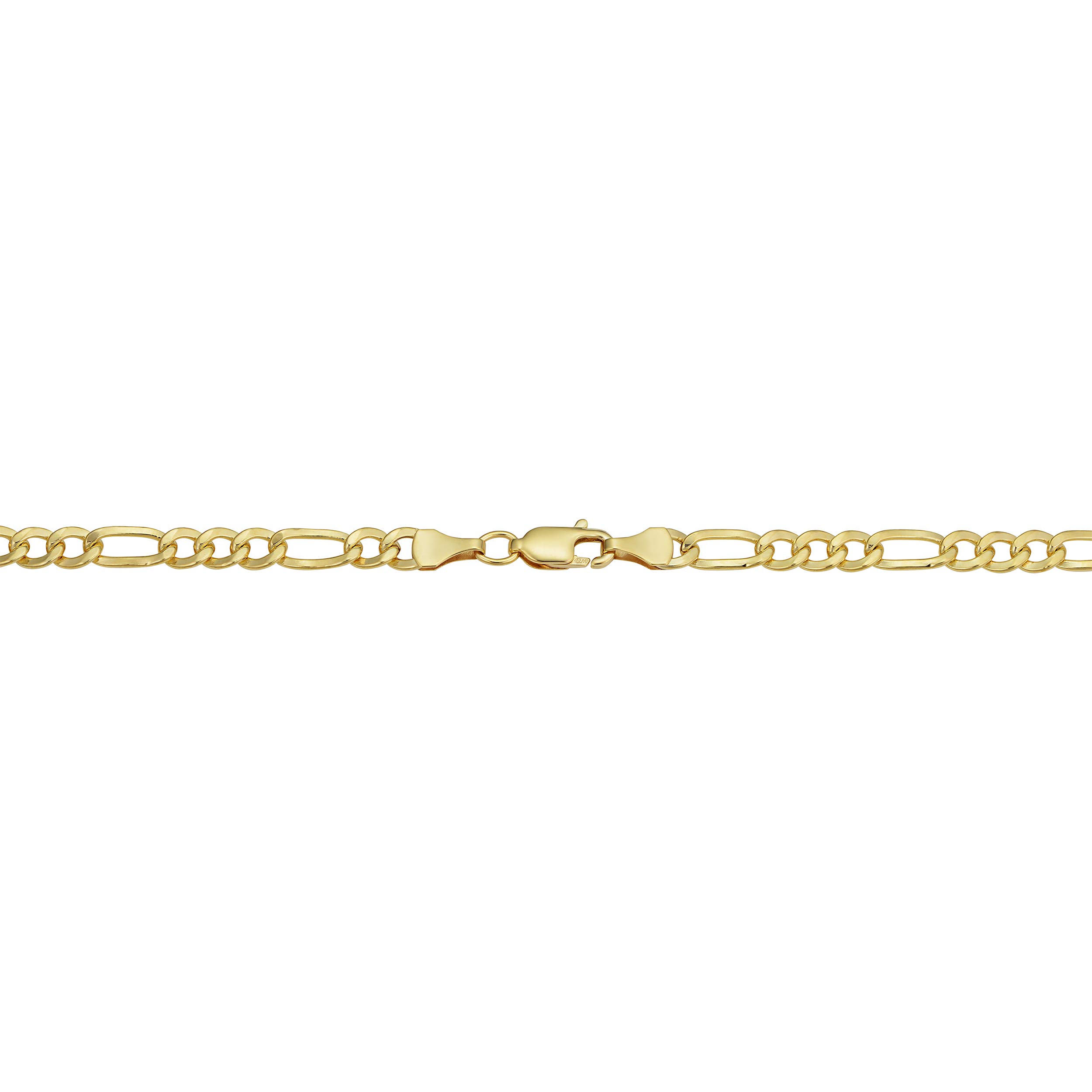Kooljewelry 14k Yellow Gold Filled Solid Figaro Link Chain Necklace (4.35 mm, 20 inch)