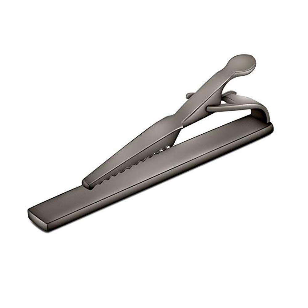 MERIT OCEAN Men Tie Bar Clip 2.2" Inches Brass Gun-black Plated Carbon Fiber Regular Fashion Tie Bar Clips (Gun black)