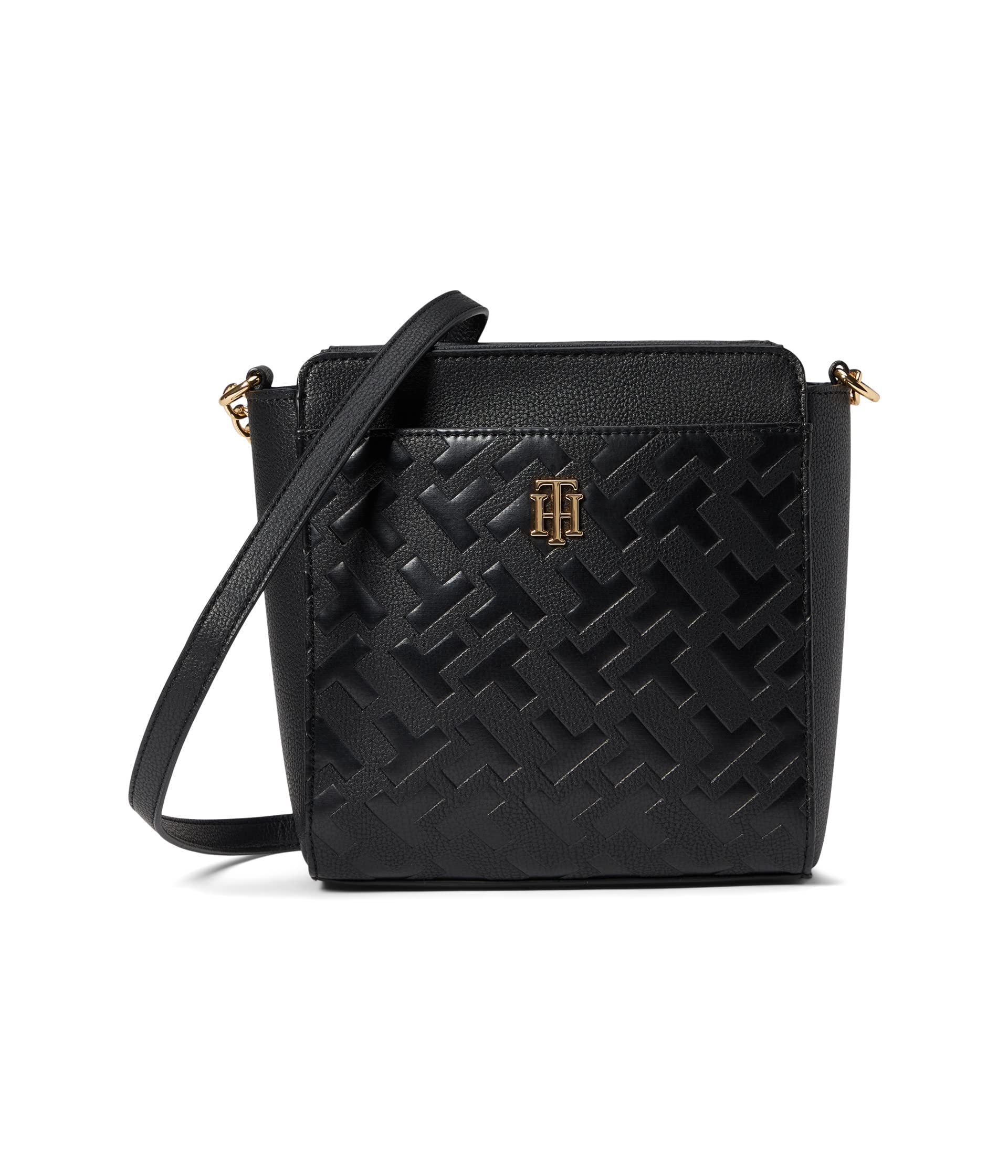 Tommy Hilfiger Antonella II Crossbody Bias Embossed PVC Black One Size