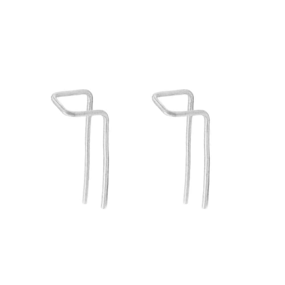 Minimalist Double Piercing Earrings for Women Men S925 Sterling Silver Bar Threader Dangle Drop Stud Safety Pin 2 Hole Lobe Bended Hook Fashion Personalized Hypoallergenic Lightweight Jewelry