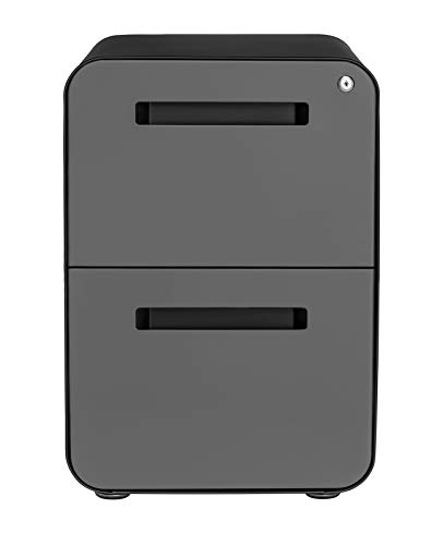 Laura Davidson Furniture Stockpile 2-Drawer Modern Mobile File Cabinet, Commercial-Grade (Black/Grey)