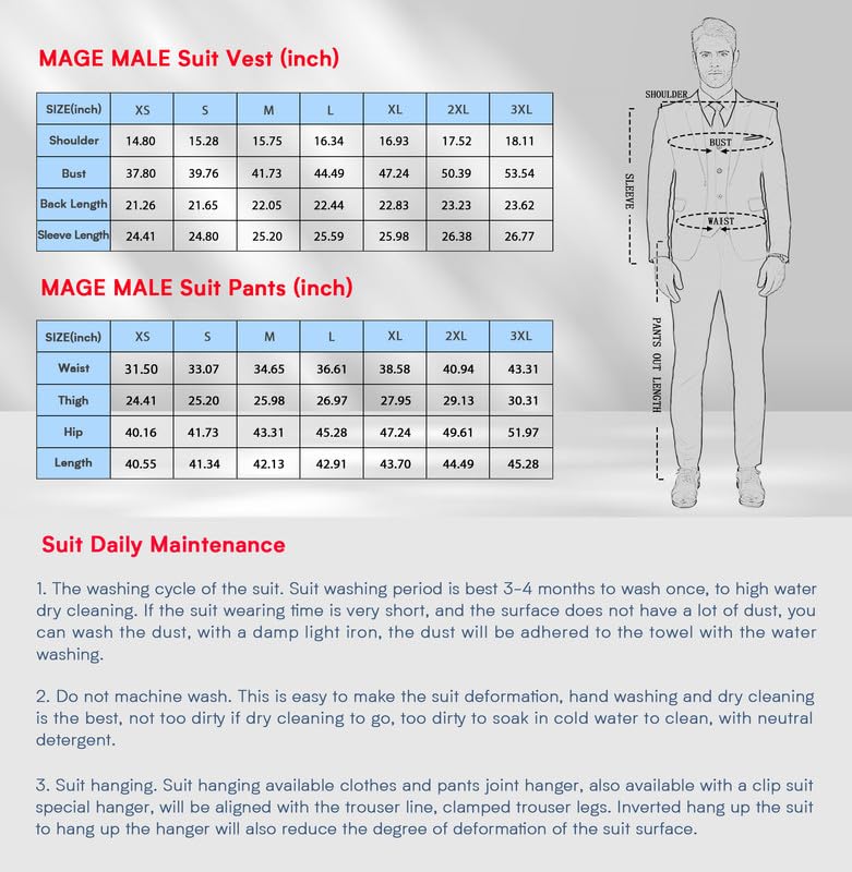 MAGE MALE Men's Linen 2 Piece Suit Slim Fit Wedding Groomsmen Summer Vest Pants Set with Pocket Square