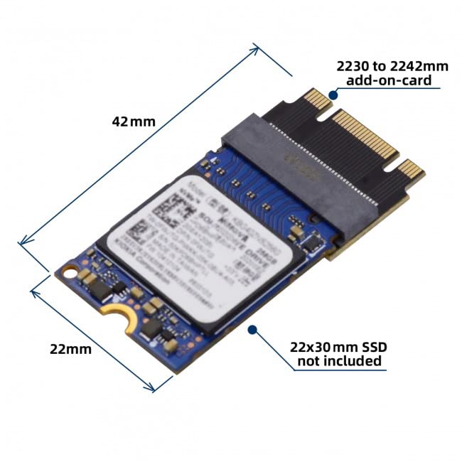 xiwai NVME M-Key NGFF B+M 22x30mm to 22x42mm Male to Female Extension Adapter Compatible with Legion Go ThinkPad 2230 2242 SSD