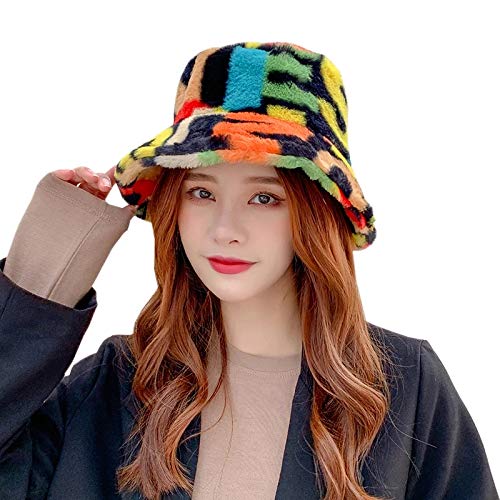 PURFANREE Women's Soft Faux Fur Bucket Hat Fluffy Winter Warmer Fisherman Cap