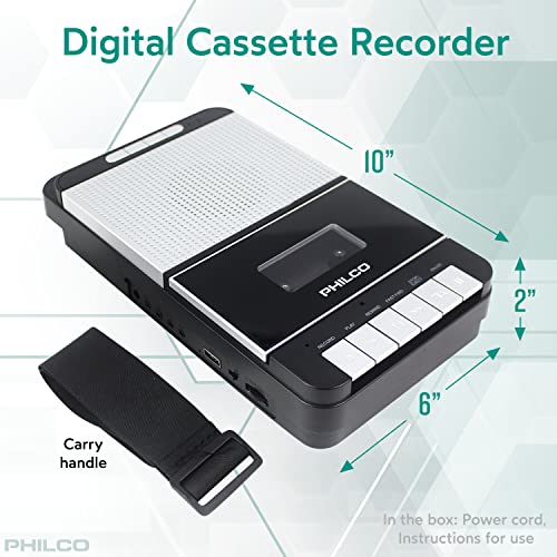 PHILCO Digital Cassette Recorder β Portable Tape Player, Recorder & Cassette to MP3 Converter