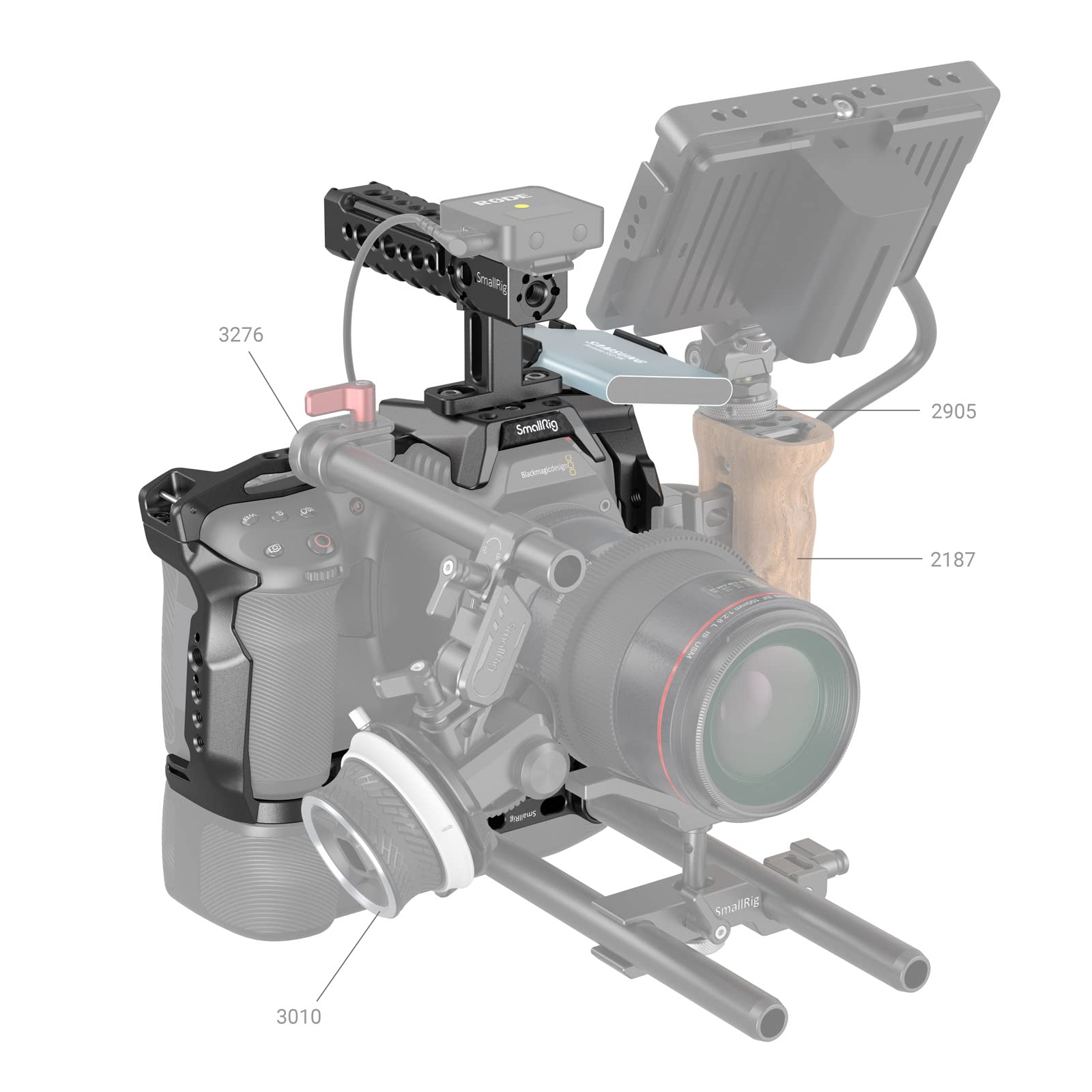 SmallRig Professional Cage Kit for BMPCC 6K Pro / 6K G2 and Battery Grip, with Camera Cage, Dual Rod Clamp, Top Handle, Cable Clamp for HDMI, SSD Mount for BMPCC 6K Pro / 6K G2-3583
