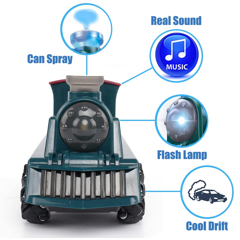 Train Toys for 3 Year olds YF-TOW Toy Train Electric Train with Smoke, Lights & Sounds,Rechargeable Battery,Birthday Gifts for 3 4 5 Year Old Boys (Red)