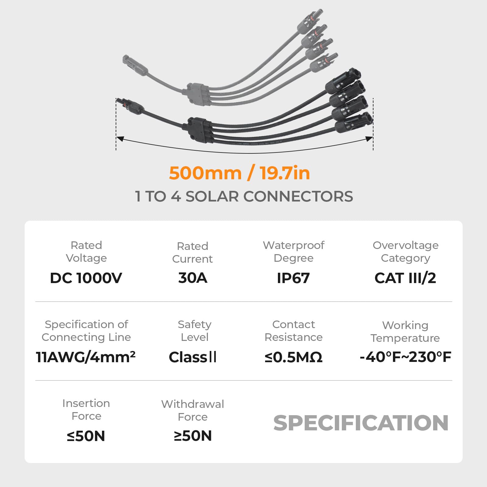 Pjerjzn Solar Panel Connector 4 to 1 Solar Y Branch Solar Panel Splitter 30A 4mm² Solar Panel Parallel Connectors Solar Adapter Cable Plug Pair for Solar System Solar Panel (4 to 1 1 Pair)