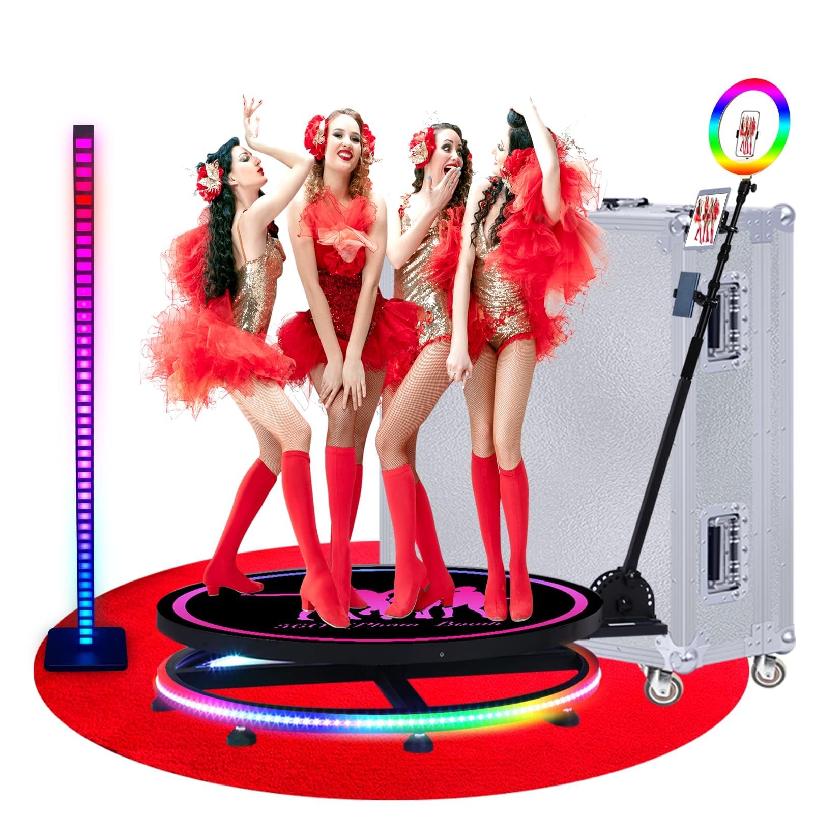 ZANOGI 360 Photo Booth Machine with Battery Pack&APP for Parties,Slow Motion Camera Booth with Custom Magnetic Logo & Deluxe Suit, Control by APP or Remote+Dollies (80cm/31.5")