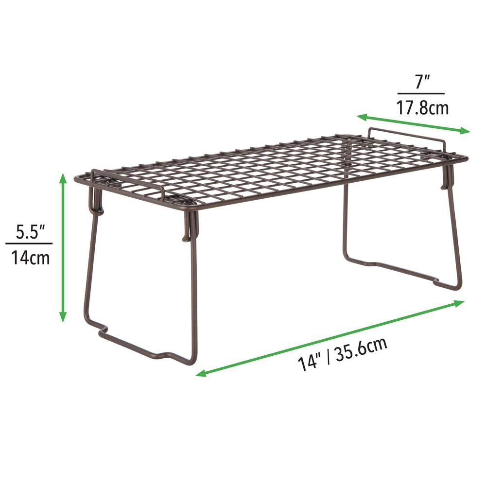mDesign Versatile Metal Wire Stackable Closet Storage Organizer Shelf for Storage and Organization in Bedroom, Bathroom, Closets, Kitchen and Office Shelves - Easy Install - Bronze