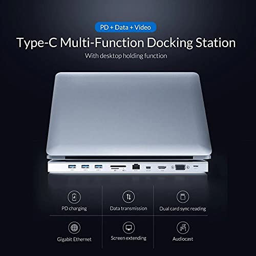 XXXDXDP 10 in 1 Type-c HUB TF&SD Card Reader VGA Mini DP -Compatible RJ45 PD Charger USB3.1 Laptop Hub