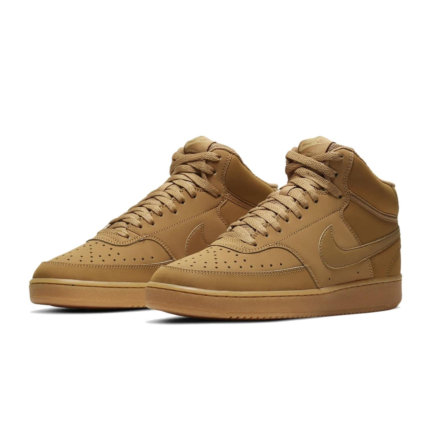 Nike Men's Court Vision Mid Sneaker, Flax/Gum Light Brown/Twine/Flax, 10