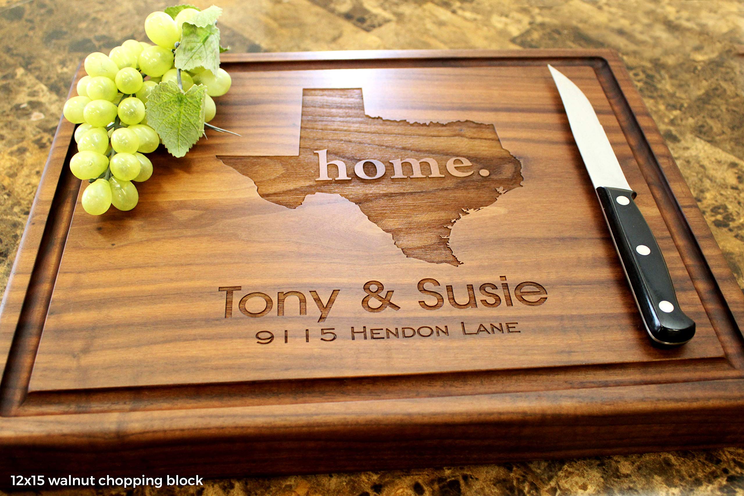 Straga Handmade Chopping Block Personalized State Silhouette Design #602-Wedding & Anniversary Gift for Couples-Housewarming & New Home Closing Present- Appreciation-Gift for Parents-Wife-Husband