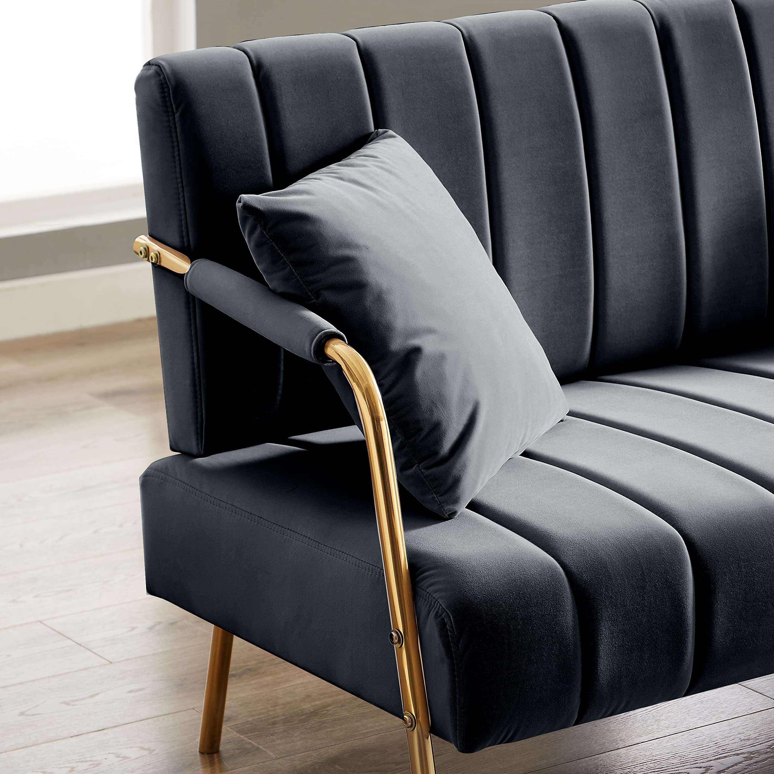 Majnesvon 61" Modern Loveseat Sofa Couch,Cashmere Fabric Small Love Seat w/2 Pillows and Metal Legs,2-Seater Upholstered Mini Sofa Couches for Small Space,Living Room Bedroom Apartments (Dark Grey)