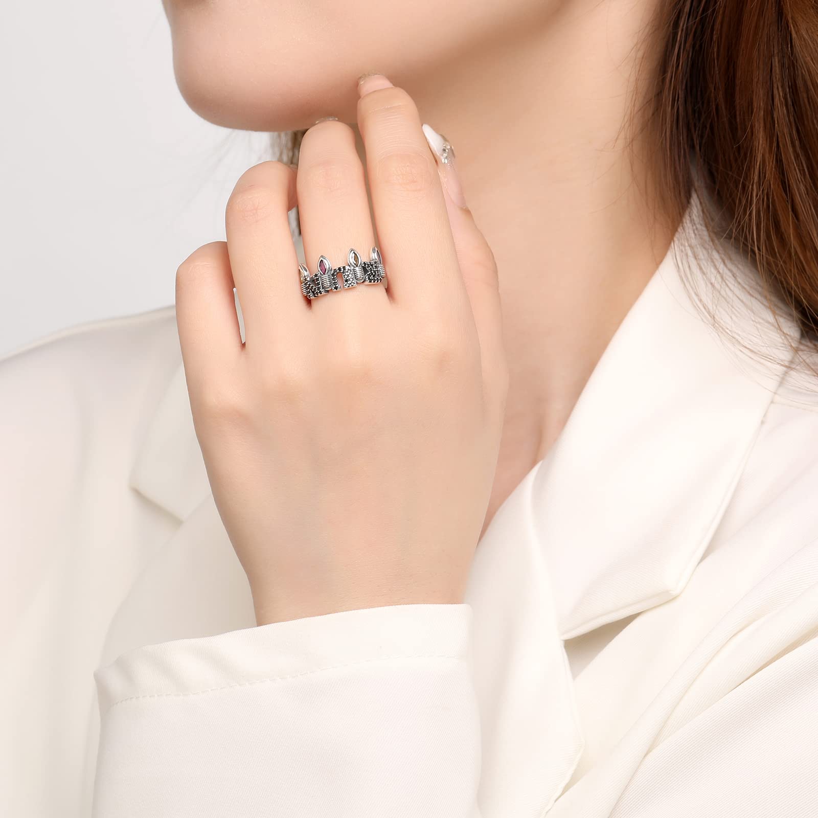 Stranger Themed Things RUN Statement Ring In Sterling Silver 5A Cubic Zirconia Gemstones With Gift Box For Women (7)
