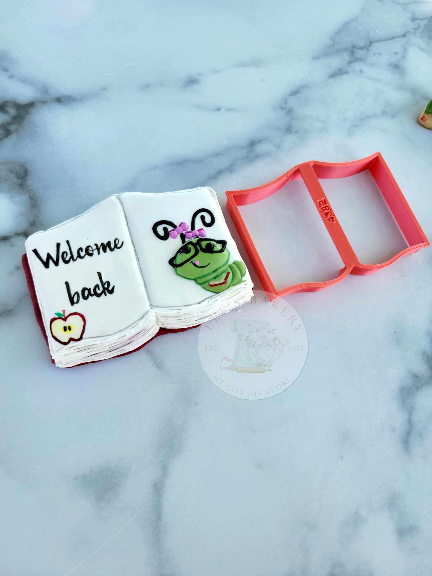 TEACHER COOKIE CUTTERS Education Themed Apple Coffee Latte Mocha Open Textbook Book And School Bus Cookie Cutters For First Day Of School Hundredth Day Teacher Aide Appreciation (4 Pack)