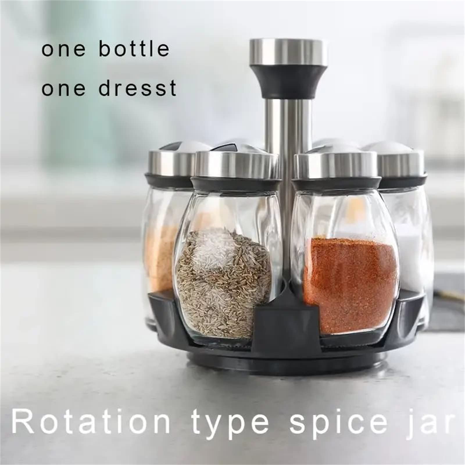 Pantry Cabinet Stainless Steel Black Spice Rack Turntable - Decorative Trays Storage Containers Organizer for Kitchen Cabinet, Snacks, Bathroom (5.4 inches)