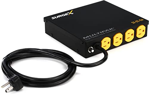 SurgeX Defender Series MultiPak (Model #SX-DS-154) 120 Volt, 15 Amp Surge Protector, EMI/RFI Noise Filter for Digital Panel Displays and Projectors, 4 Outlets