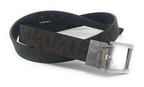 Michael Kors Women's 30mm Reversible MK Logo Monogram Synthetic Leather Belt, Black To Brown (M)