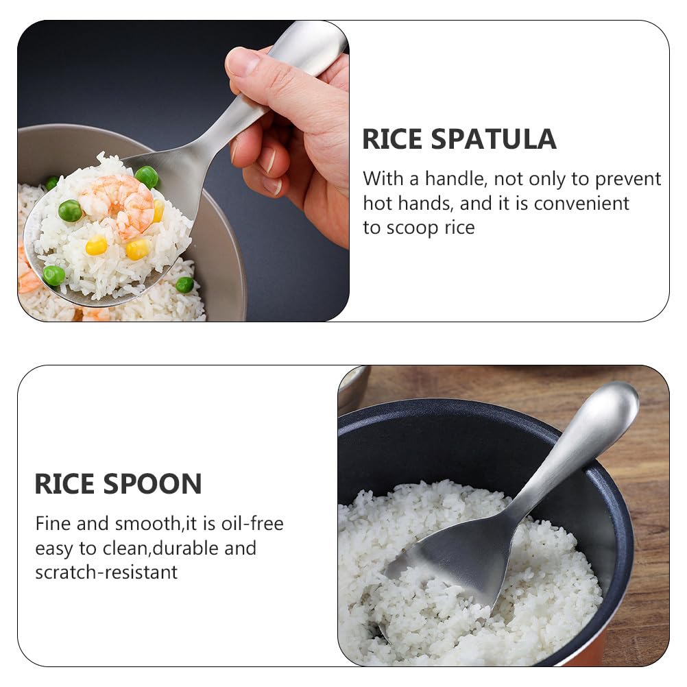 Rice Paddle Spoon Stainless Steel: 2pcs Non Stick Rice Spoon Scooper Spatula Rice Cooker Spoon Serving Spoon Rice Spatula for Rice