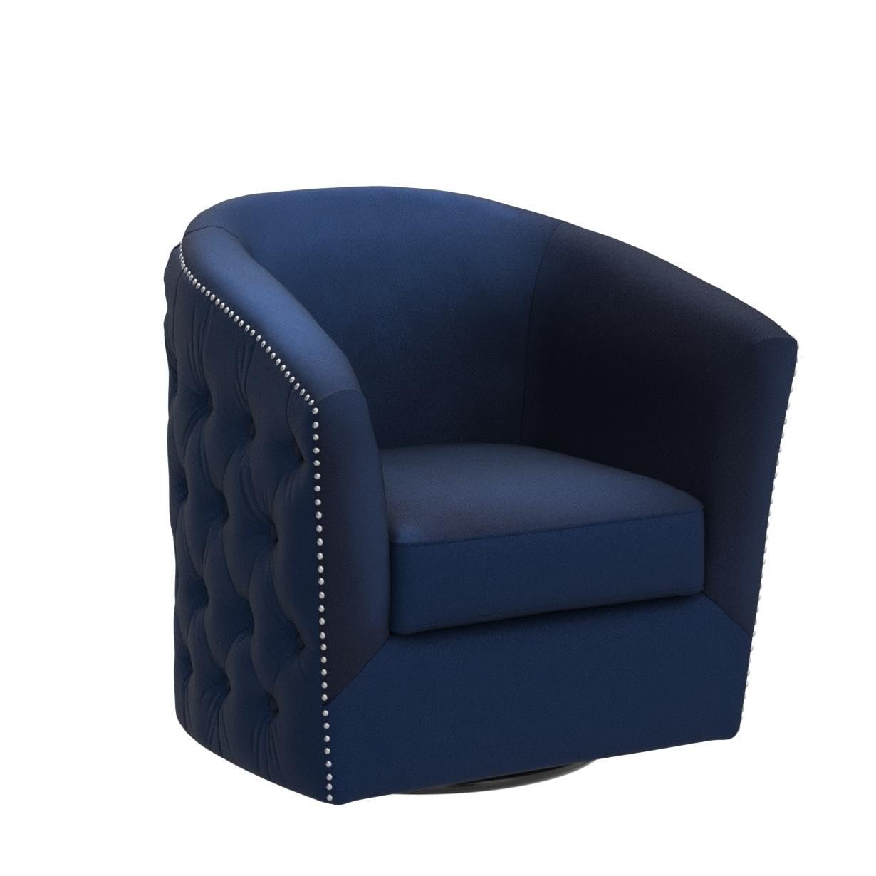 Modway Rogue Performance Velvet Barrel Back Accent Lounge Swivel Chair in Navy