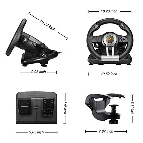 PXN V3III PC Racing Wheels,180° Game Steering Wheel and Dual Motors Vibration ,PS4 Steering Wheel with Linear Pedal/Accelerator Brake,for PC/PS4/Xbox One/Xbox Series X|S/Switch(Black)