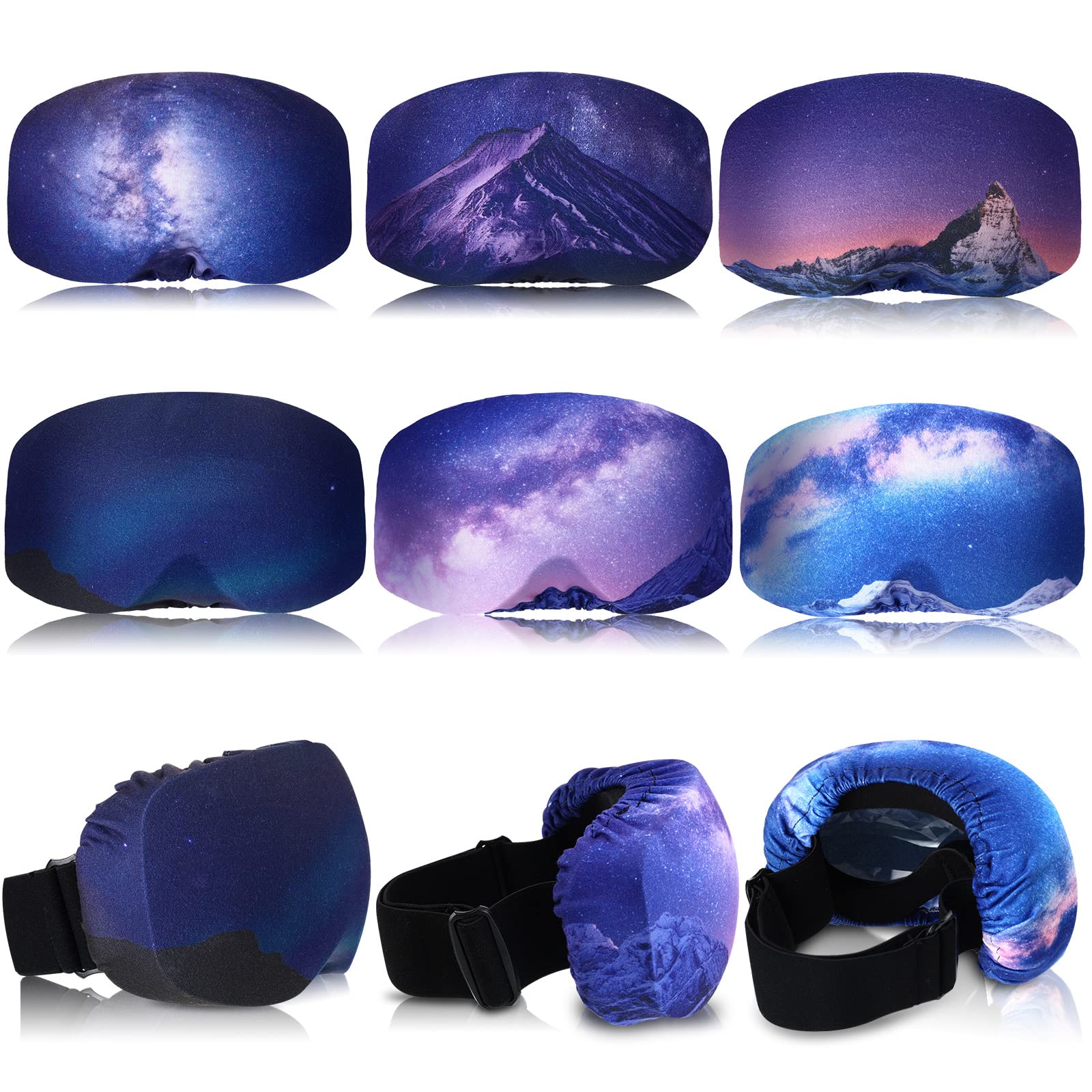 Ski Snowboard Goggle Cover Sleeve, Goggle Cover Microfiber Protective Lens Scratch Dust Protection for Travel Apres (Night Sky, 6 Pieces)