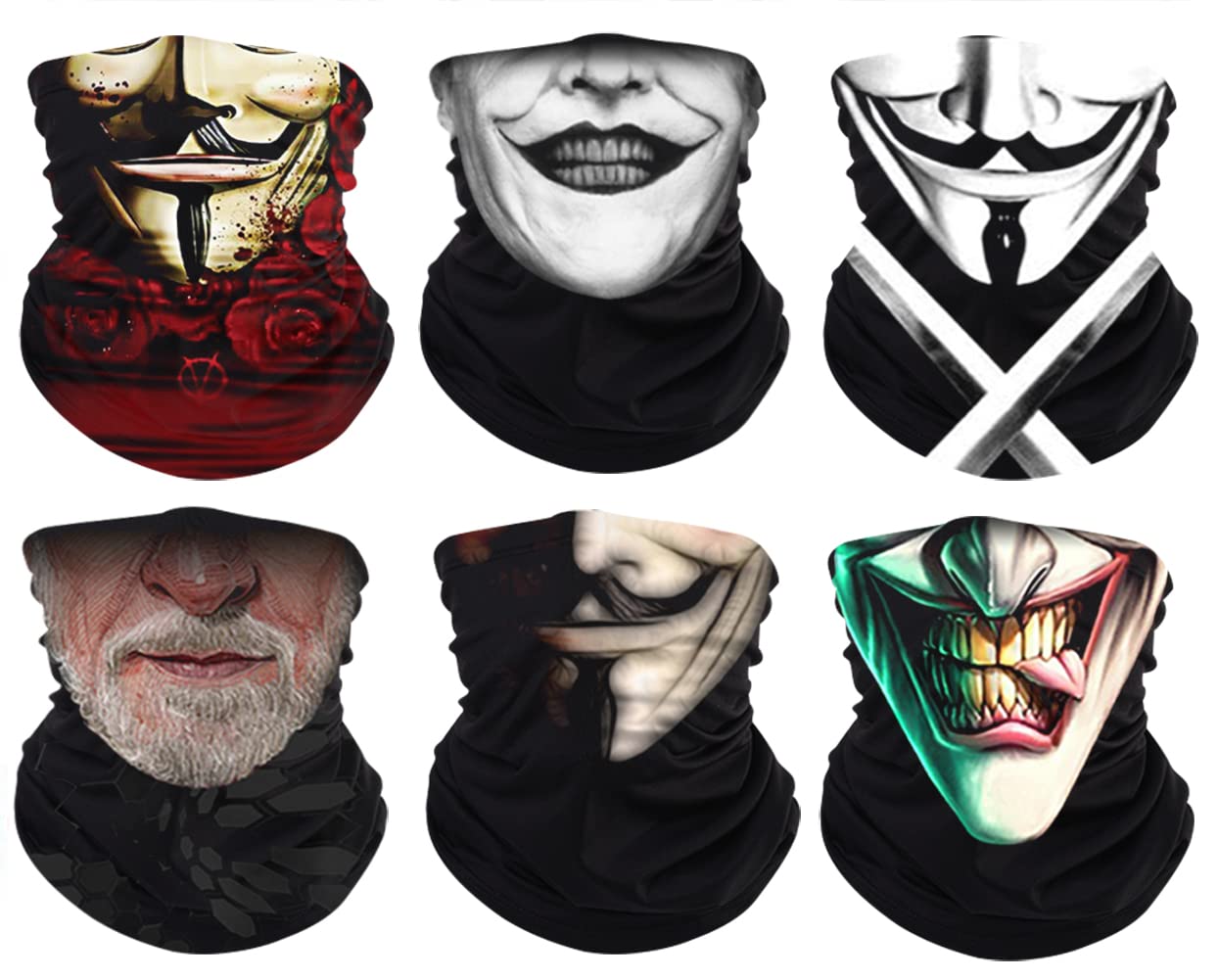 NOVEDAD Anonymous Mask,Running Face Mask,Hacker Mask,Funny Mask,V for Vendetta Mask,bandanas Face Mask,Neck Gaiter Face Mask Women,Rave Accessories