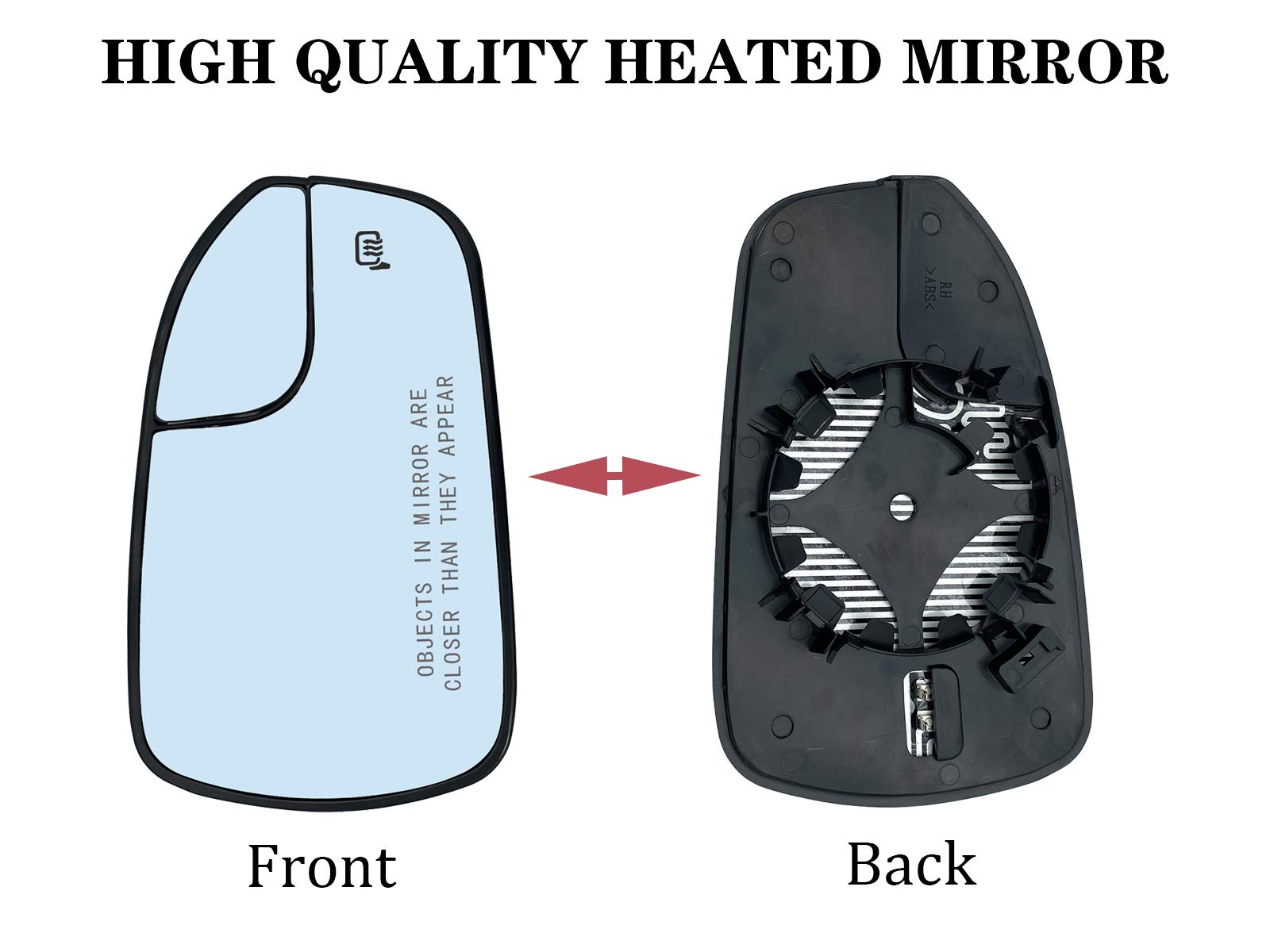 Passenger Right Side Mirror Replacement for 2013 2014 2015 2016 2017 2018 2019 2020 Ford Fusion Side Mirror Glass - Side View Heated Convex Mirror with Blind Spot Rear Holder