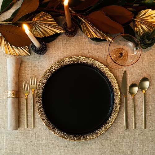 Rickion Charger Plates and Napkin Rings, Set of 6, Gold Chargers for Dinner Plates β Unique, Elegant, Bubble Plate Chargers & Matching Napkin Rings β Thick, Reusable PP Plastic