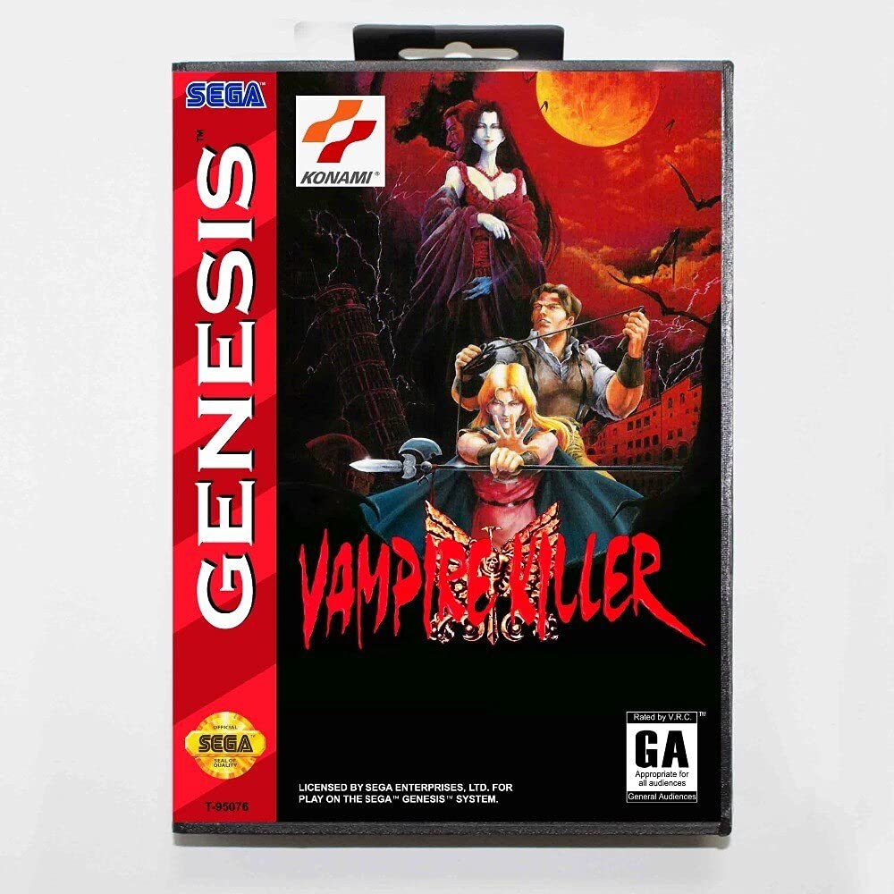 Vampire Killer Game Cartridge 16 Bit MD Game Card With Retail Box For Sega Mega Drive For Genesis (Black)