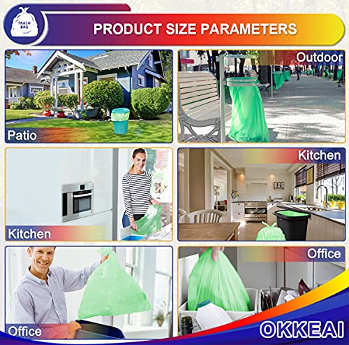 OKKEAI Large Garbage Bags 13 Gallon Tall Kitchen Green Trash Bags 49 Liter Bin Liners for Lawn Yard,Home,Office,60 Counts (Fits 10-15 Gallon Bins)
