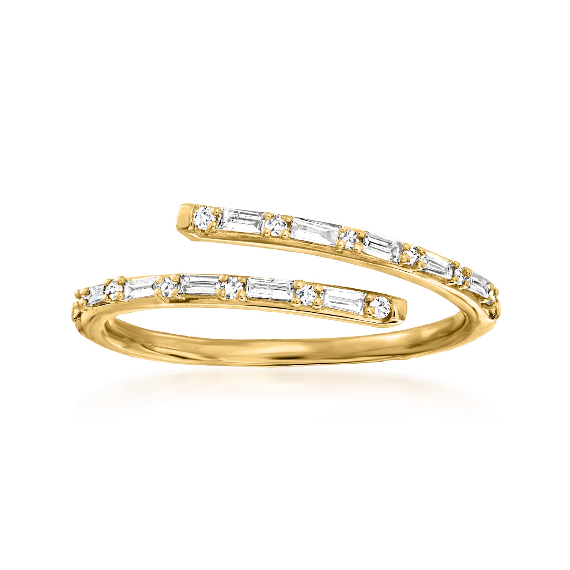 RS Pure by Ross-Simons 0.23 ct. t.w. Diamond Bypass Ring in 14kt Yellow Gold. Size 8