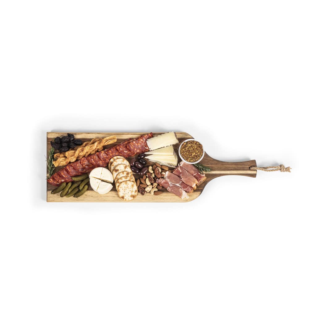 PICNIC TIME NCAA TCU Horned Frogs Artisan 24" Acacia Charcuterie Board with Raw Wood Edge, Cheese Board, Serving Platter, (Acacia Wood)