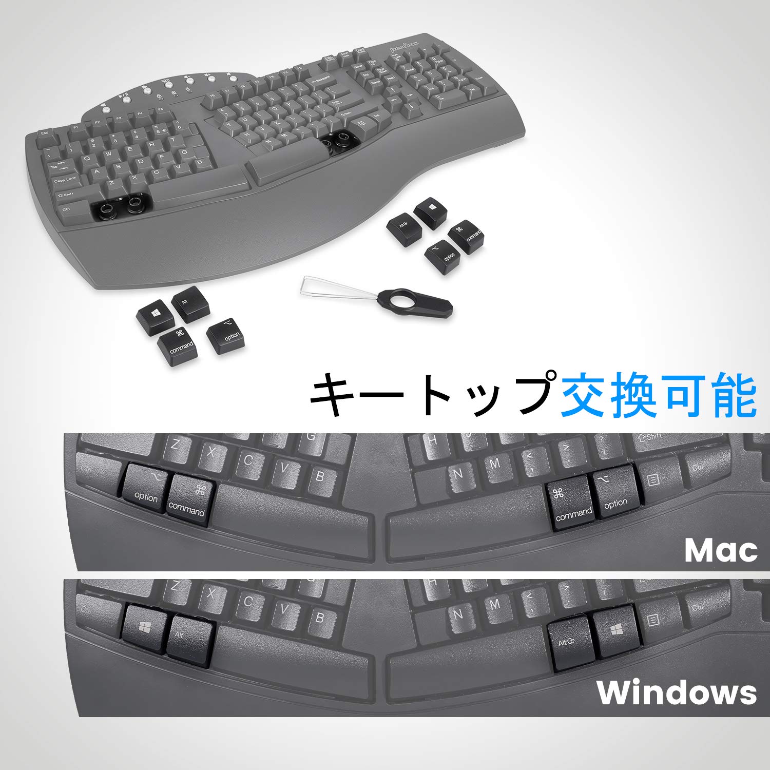Perixx Periboard-612B Wireless Ergonomic Split Keyboard with Dual Mode 2.4G and Bluetooth Feature, Compatible with Windows 10 and Mac OS X System, Black, US English Layout