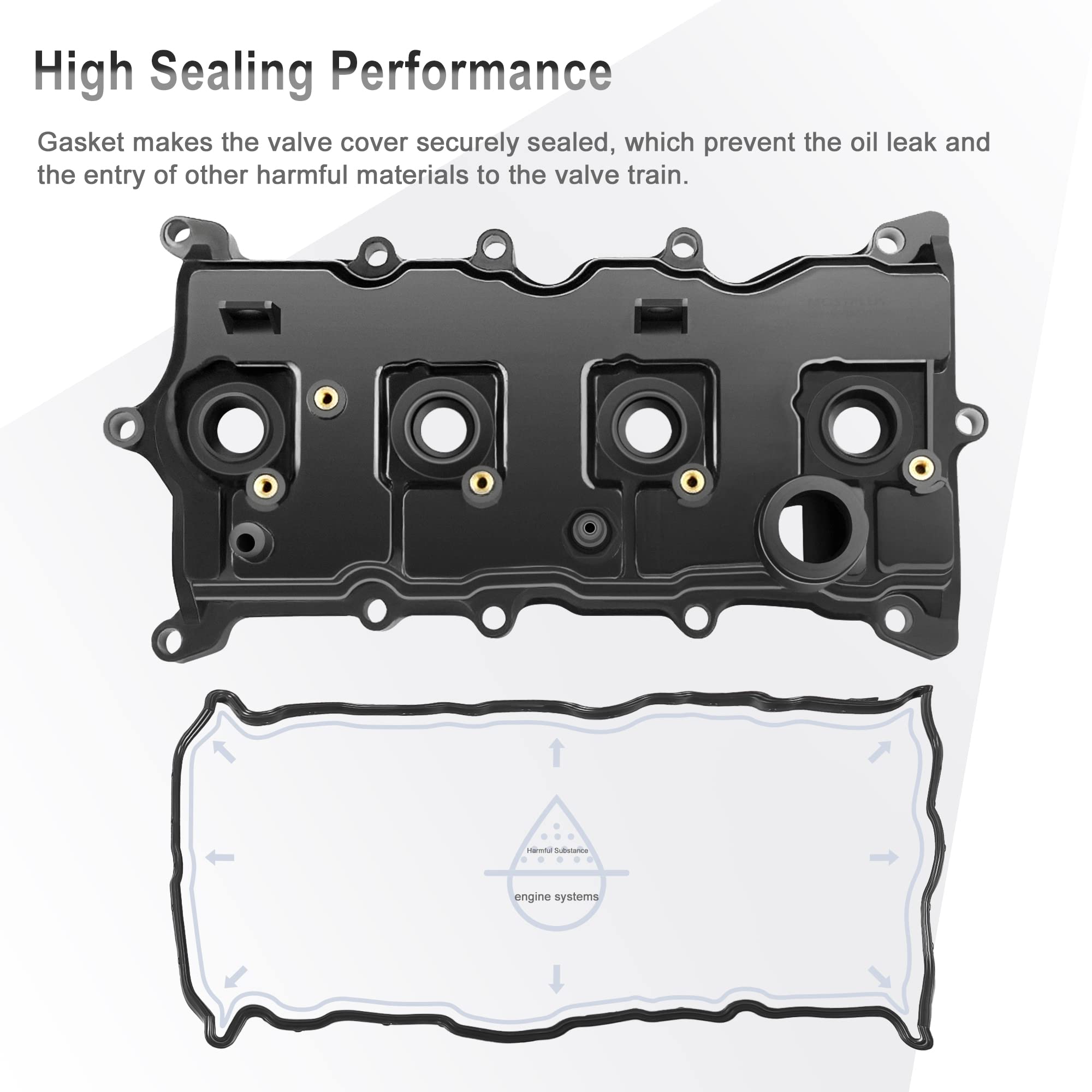 MOSTPLUS Engine Valve Cover with Gasket 13264JA00A 13270JA00A Compatible with 07-13 Nissan Altima Sentra SE-R 2.5L QR25DE