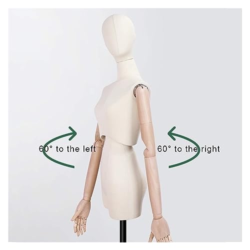 Mannequin Tailors Dummy Torso Dress Form Torso Female Tailors Dummy Dressmakers Dummies Fashion Students Display Bust Torso Head Wood Arm Adjustable for Clothing Je