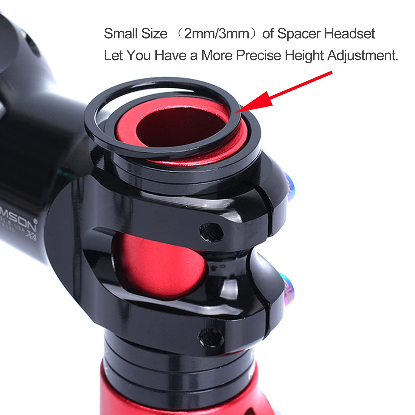 PLATT Bike Headset Spacer Aluminium Alloy Bicycle Stem Headset Spacers Fit 1 1/8-Inch Stem for MTB BMX Road Bikes 2/3/5/10mm(Red 7PCS)