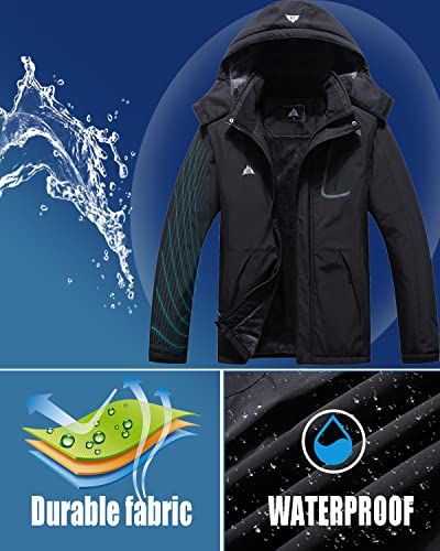 MOERDENG Women's Plus Size Warm Winter Coat Hooded Waterproof Ski Jacket Mountain Windbreaker Coats