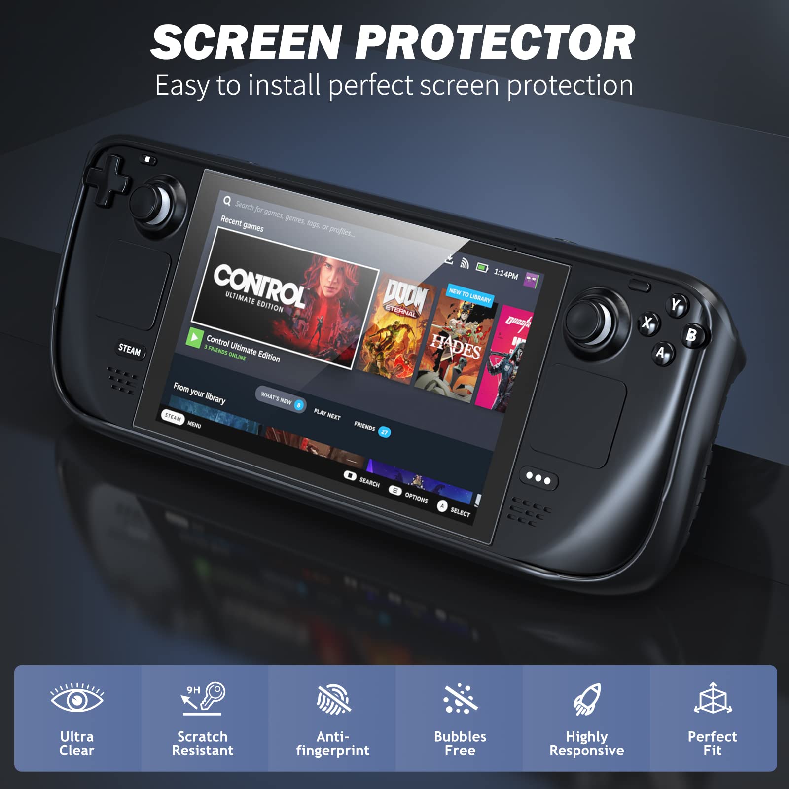 Steam Deck Case,[21 in 1]Steam Deck Accessories Set with TPU Protective Cover Case,Adjustable Stand Dock and 2 HD Tempered Glass Screen Protector,90° Type-c Expansion Adapter and Protect Skin Kit