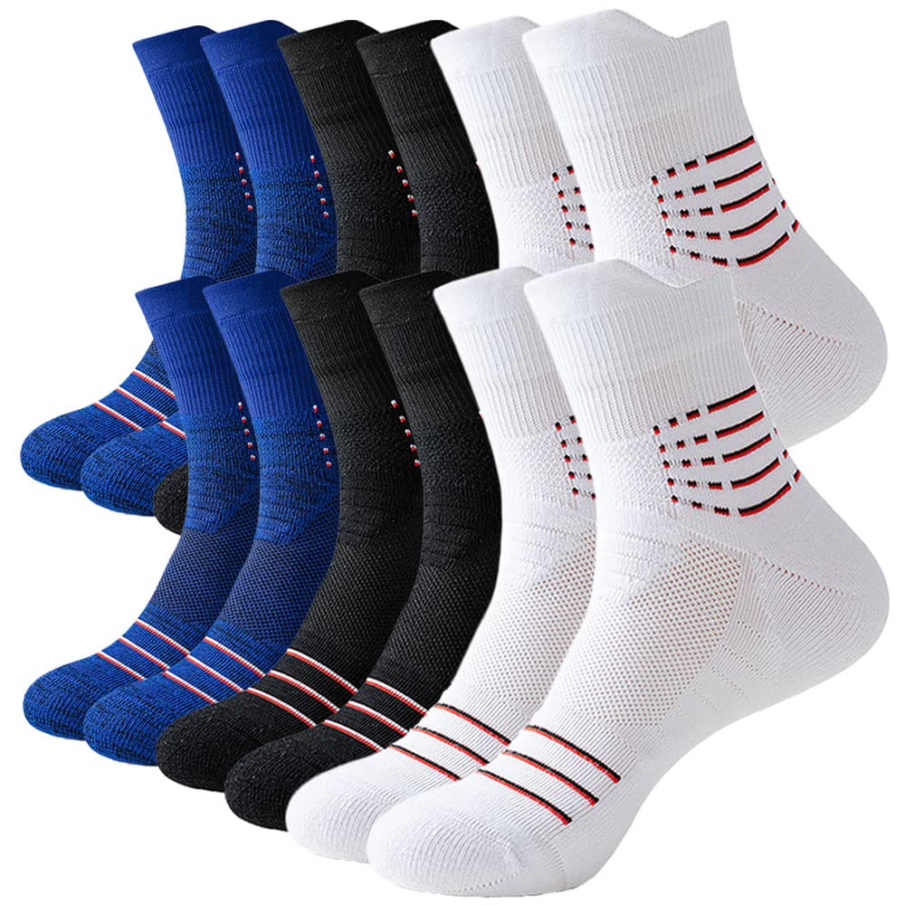 Seiciviy Athletic Socks For Men Compression Socks Ankle Mens Running Workout Size 6-14 Cycling Outdoor Sports Crew Socks