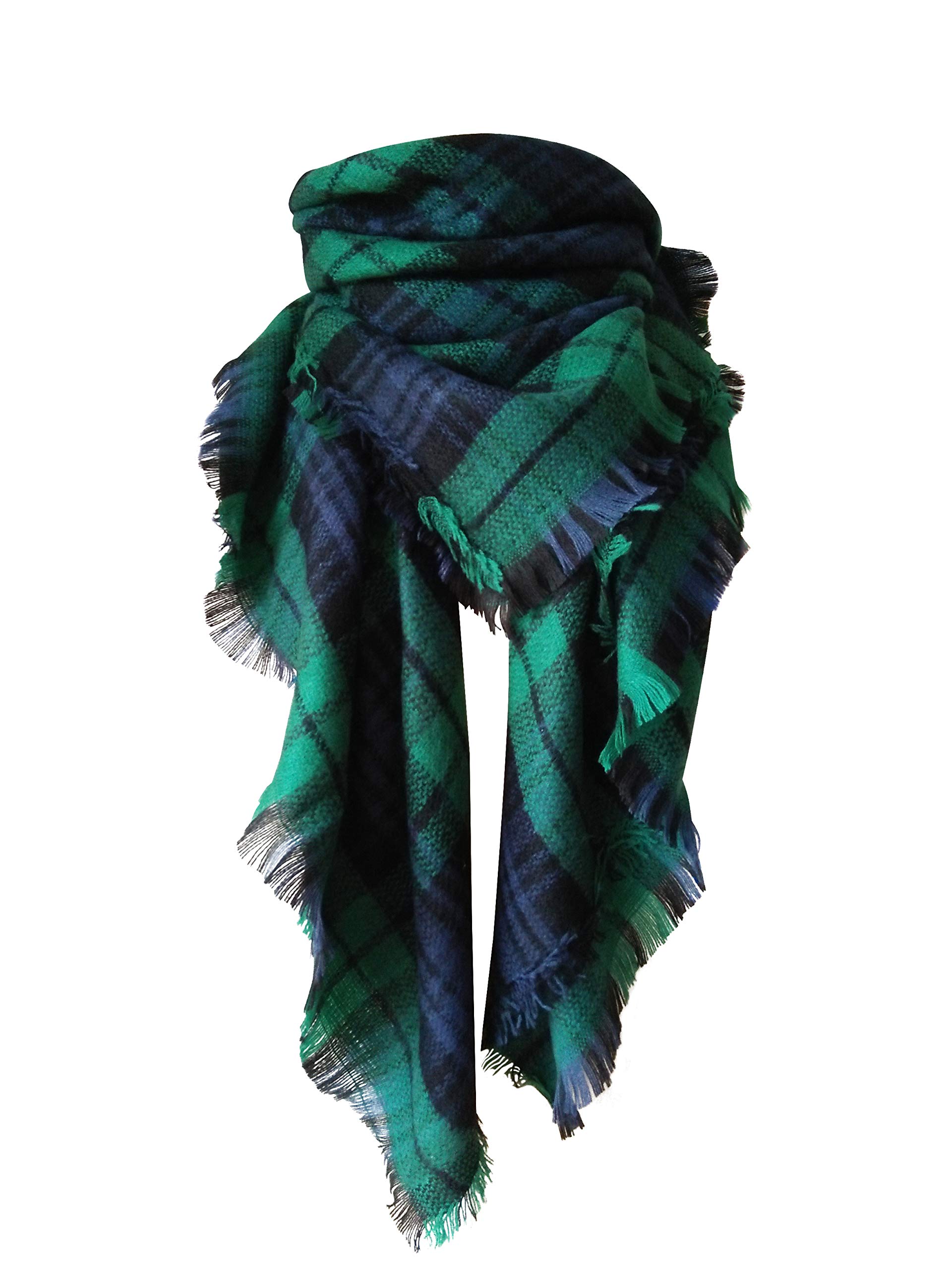 MOTINE Tartan Blanket Scarf Stylish Winter Warm Pashmina Wrap Shawl for Women (Green)