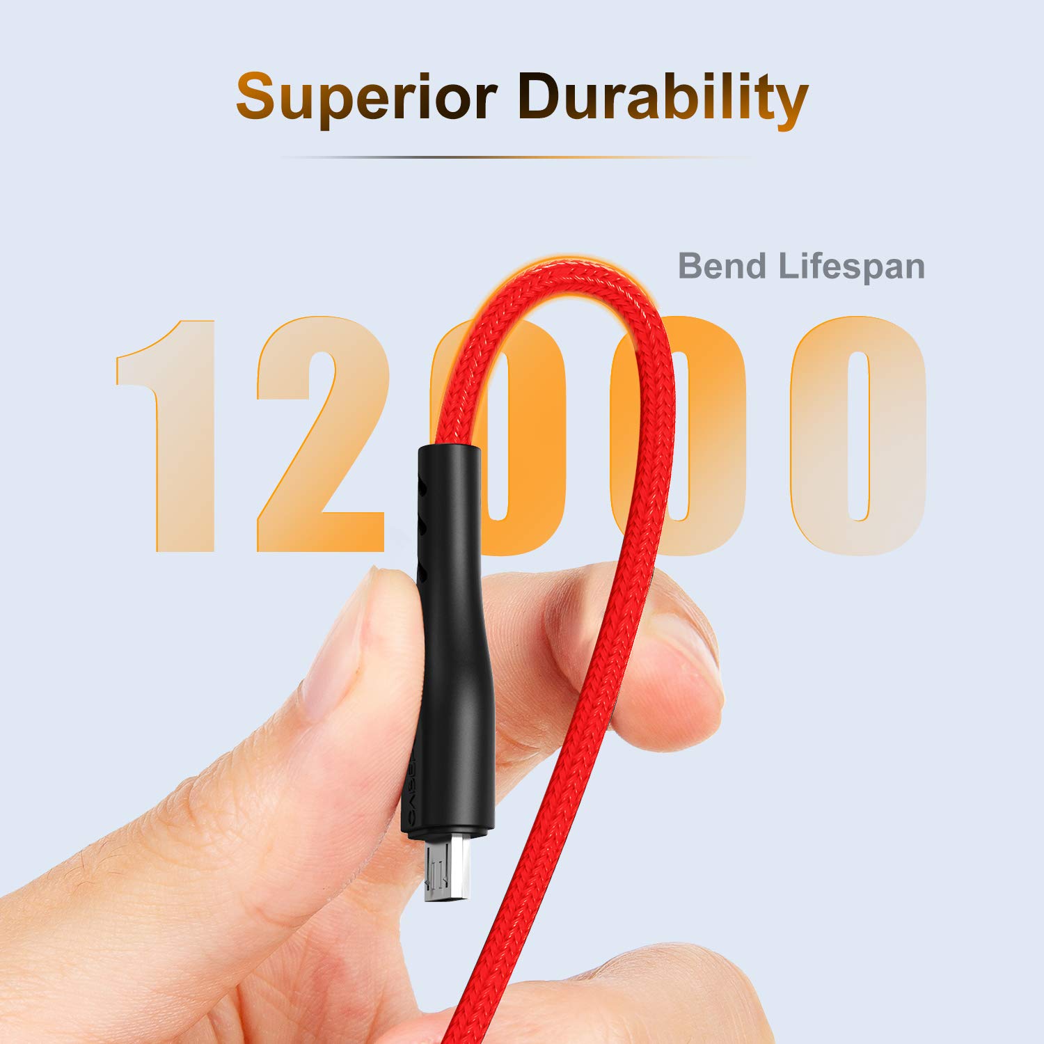 Micro USB Cable Braided 10ft 10ft 6ft 6ft, Android Charging Cable Fast Phone Charger Cord with Extra Long Length Nylon Braided Compatible with PS4,Samsung Galaxy S7 Edge/S7/S6,Note 5 4,LG(4pack)