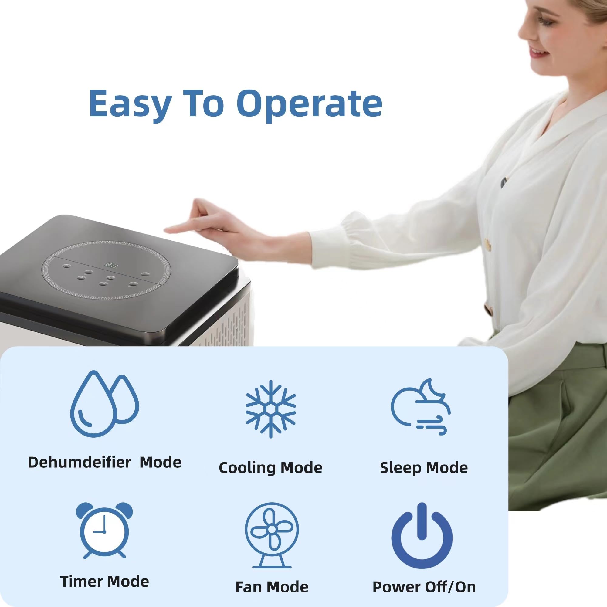 YIGUO 8,000BTU Portable Air Conditioner, AC Unit Cools Up to 400 Sq.ft,Dehumidifer & Fan Modes,Remote Control,24Hour Time (8000BTU), White