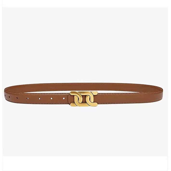 Yuangu Womens Belts for Jeans, Womens Leather Belt with Gold Buckle, Designer Belts for Pants Jeans Dresses (Brown, 100cm(Fits 24"-31"))
