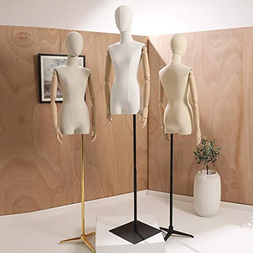 Mannequin Torso Mannequin Dress Form Torso Female Tailors Dummy Mannequin Dressmakers Dummies Fashion Students Display Bust Wood Arm Active Height Adjustable (A)